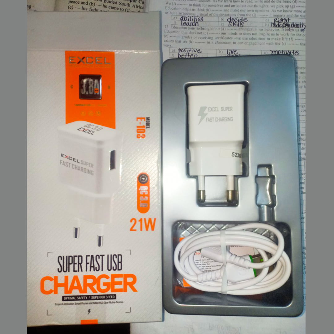 Excel Fast Charger 18W Max Quick Excel Type C Charger