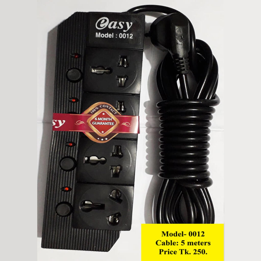 Easy Slim Multiplug 3pin socket 4port model-0012