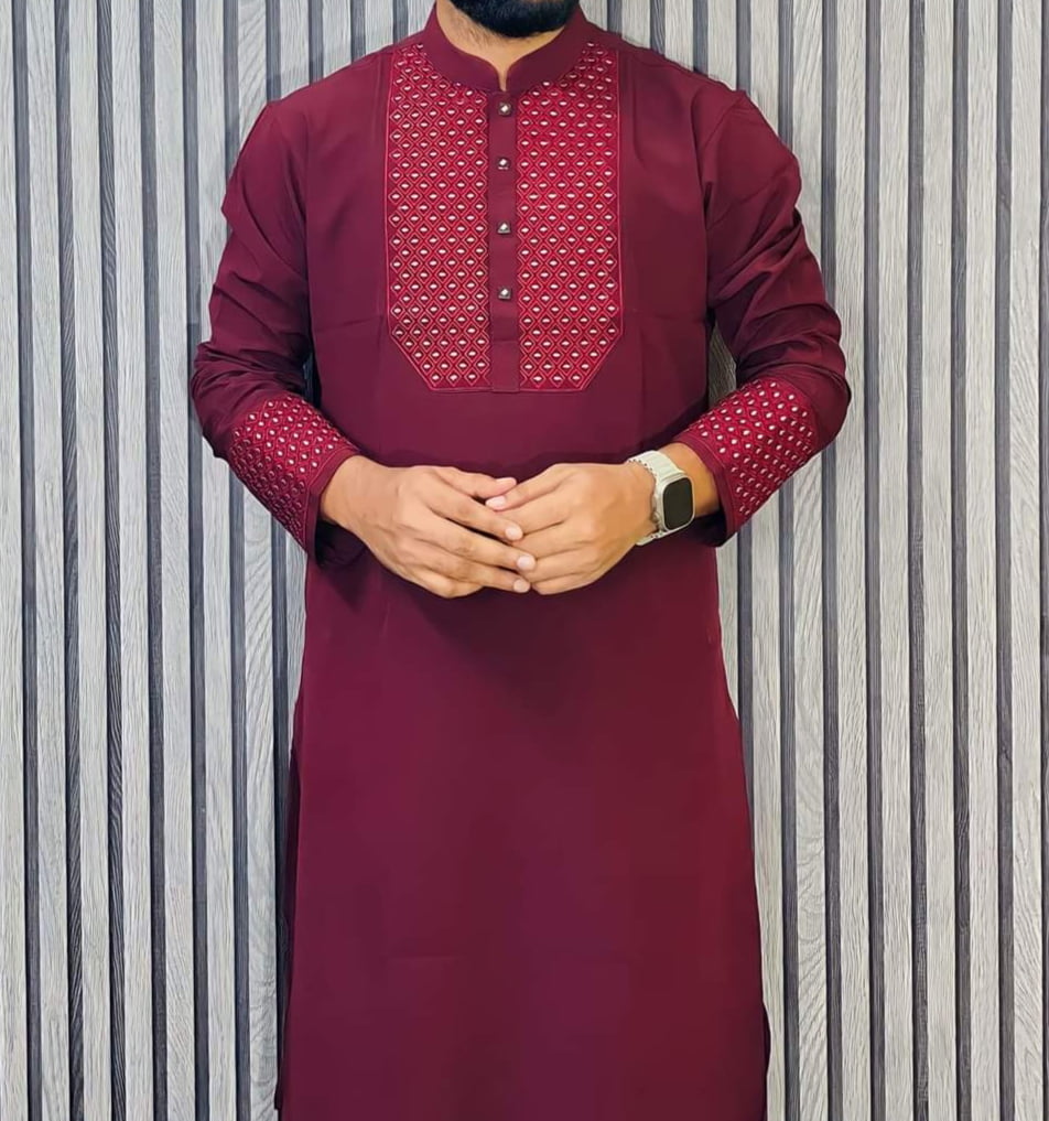 Tensile Cotton Solid color High Quality Fashionable Panjabi